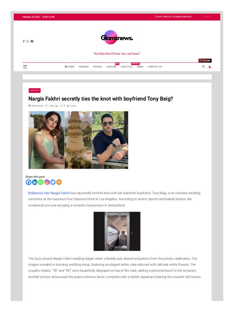 Nargis Fakhri Secretly Ties The Knot With Boyfriend Tony Beig? | PDF