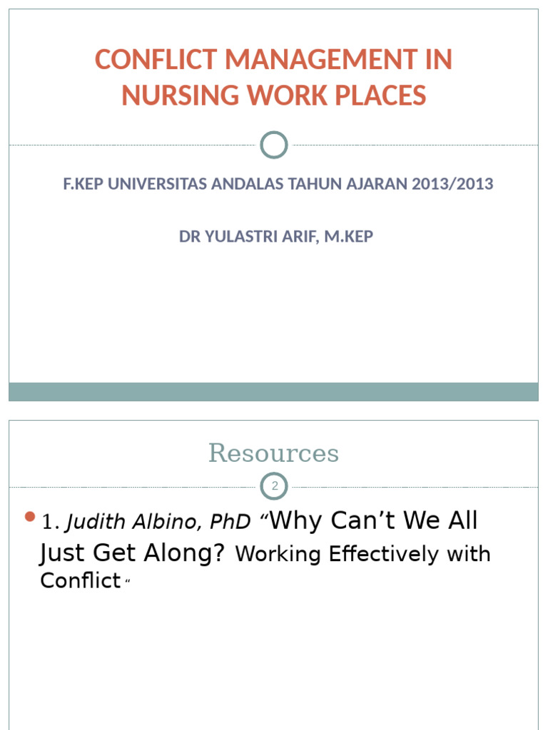 Conflict Management in Nursing Settings | PDF | Negotiation | Motivation