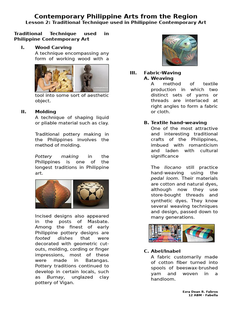 Traditional Techniques in Philippine Art | PDF | Weaving | Textiles