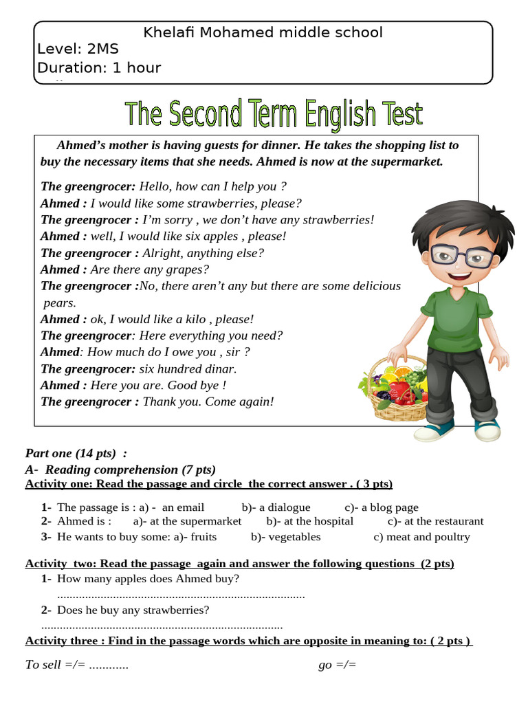 2nd term test 2ms by desert rose | PDF | Cuisine | Foods