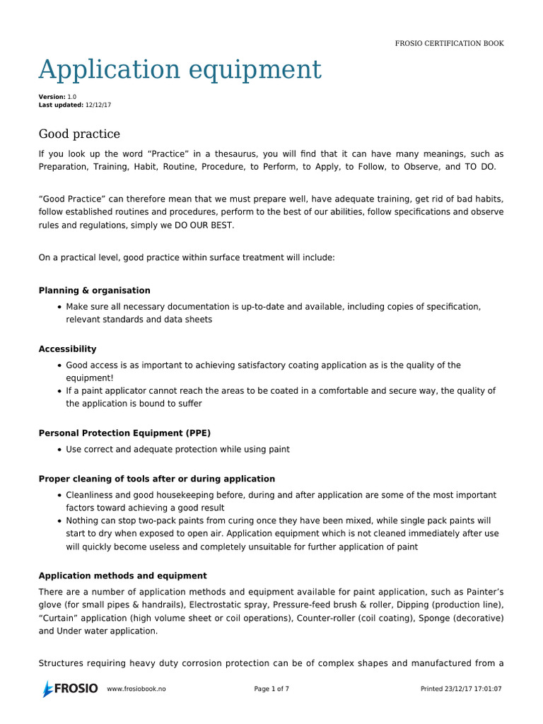 Frosio - Application Equipment | PDF | Paint | Mechanical Engineering