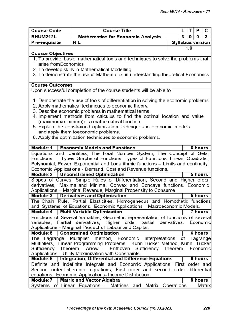 Bhum212l Mathematics-For-economic-Analysis TH 1.0 0 Bhum212l | PDF | Mathematical Optimization ...