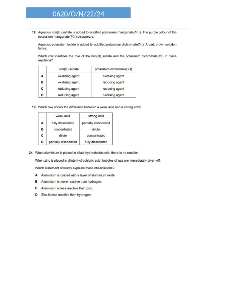 Chem CT4 Revision Past Paper QNS CH 11&12 | PDF
