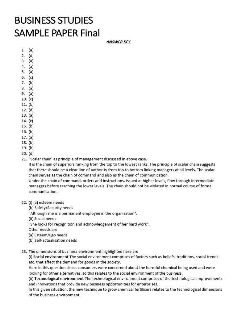Business Studies Answer Key | PDF | Incentive | Marketing