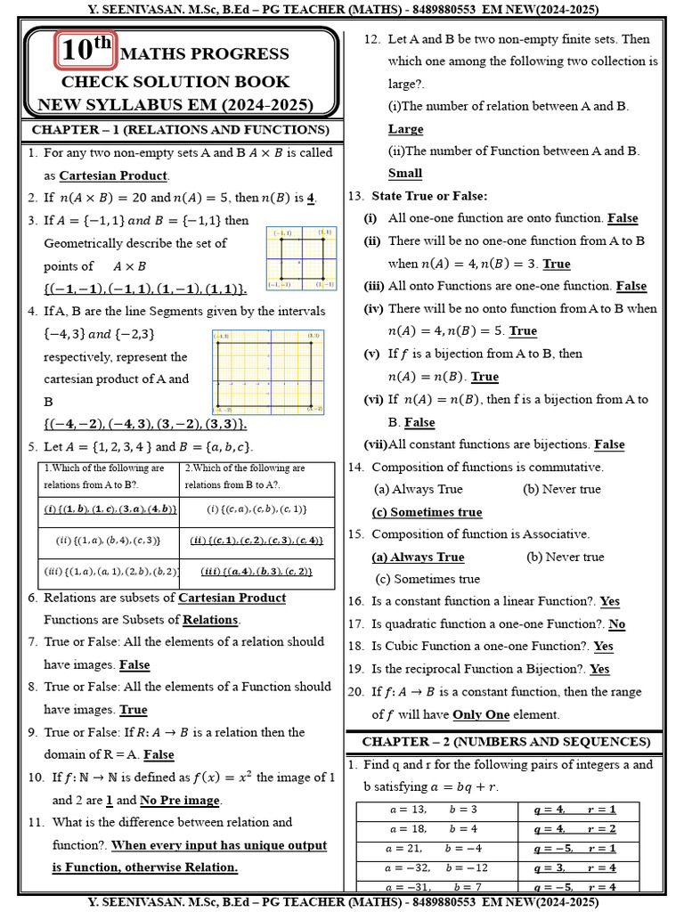 10th Tamil Questions Bank PDF Download | PDF | Function (Mathematics) | Mathematics