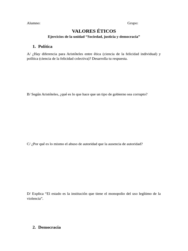 Ejercicios polÃ­tica | PDF