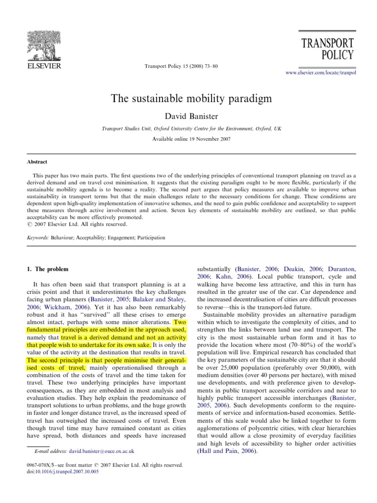 Rethinking Sustainable Mobility Paradigms | PDF | Sustainable Transport ...