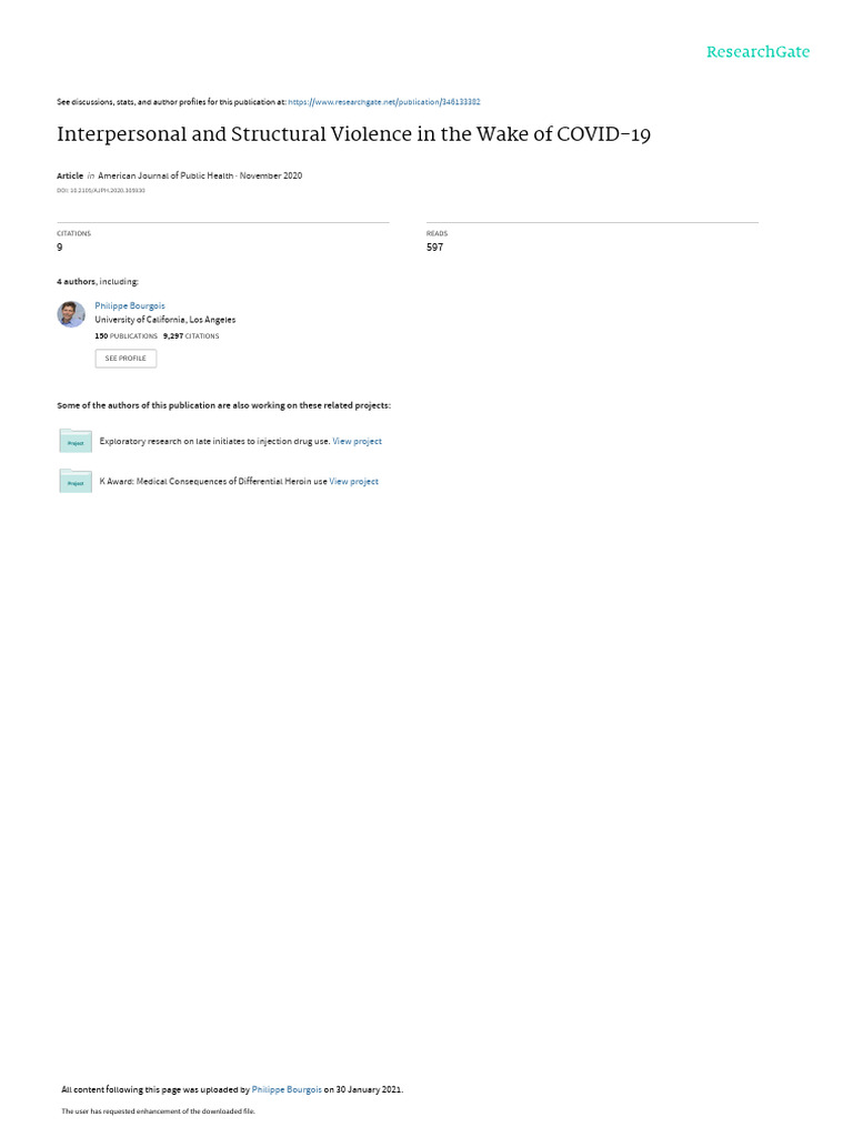 Interpersonal and Structural Violence in The Wake of COVID-19 | PDF ...