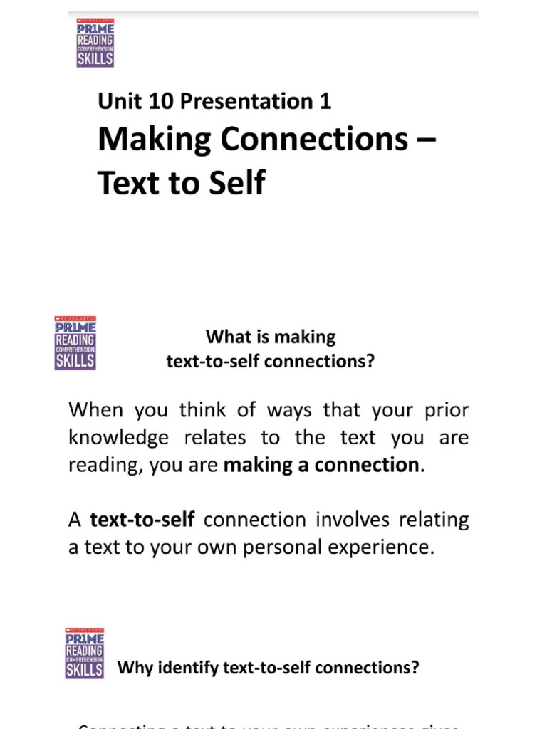 Making Connections - Text To Self | PDF