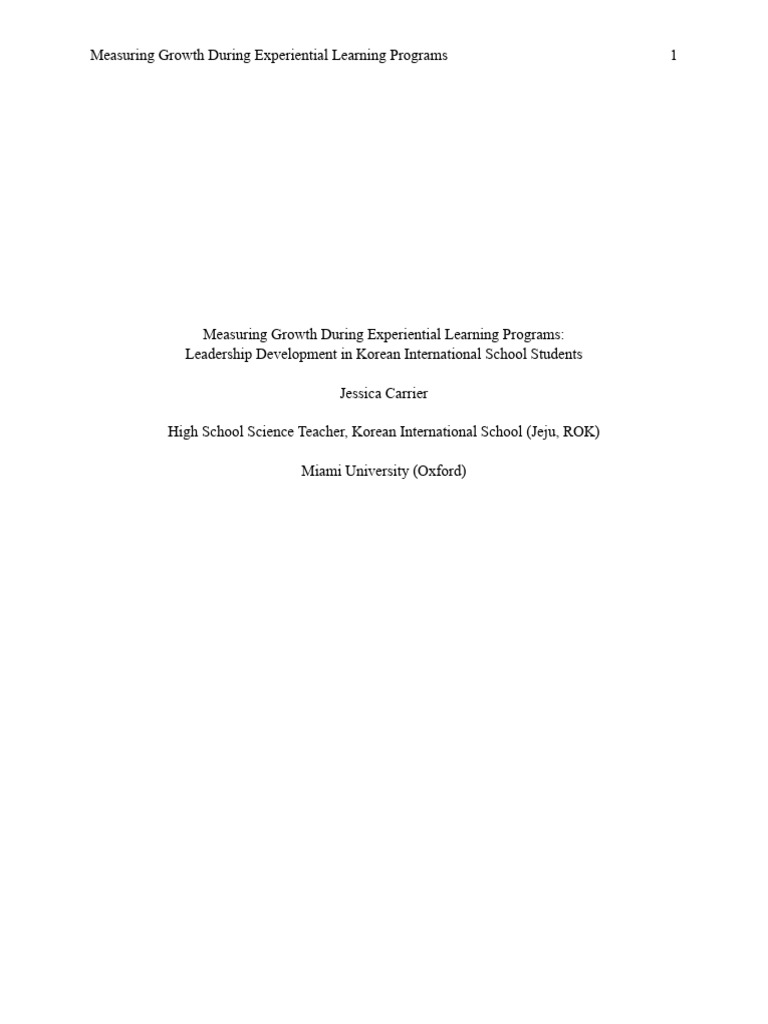 Measuring Growth During Experiential Learning Programs | PDF | Service ...