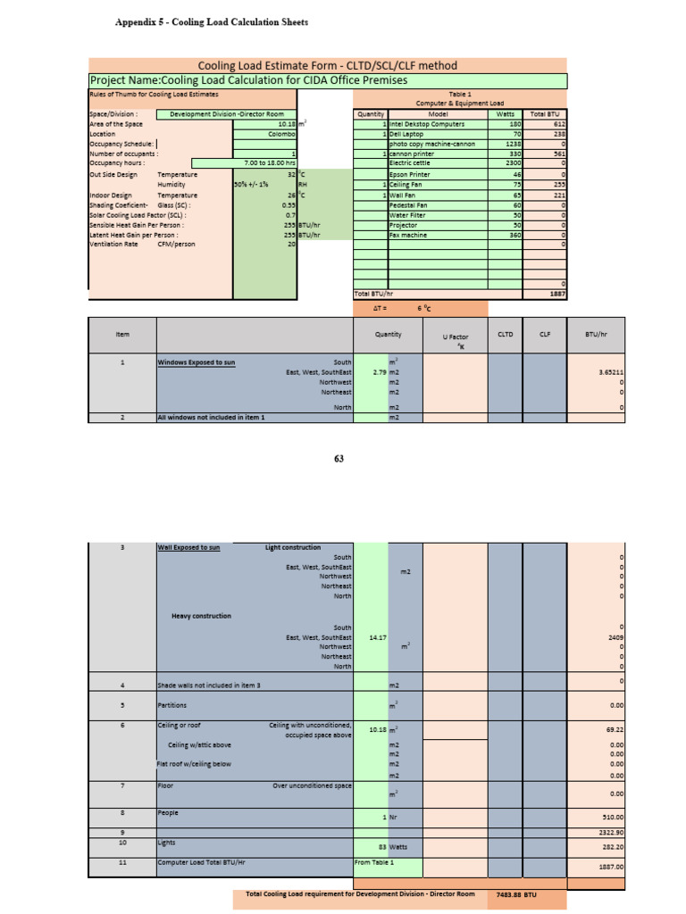 Cooling Load Calculations | PDF | Building Insulation | Air Conditioning