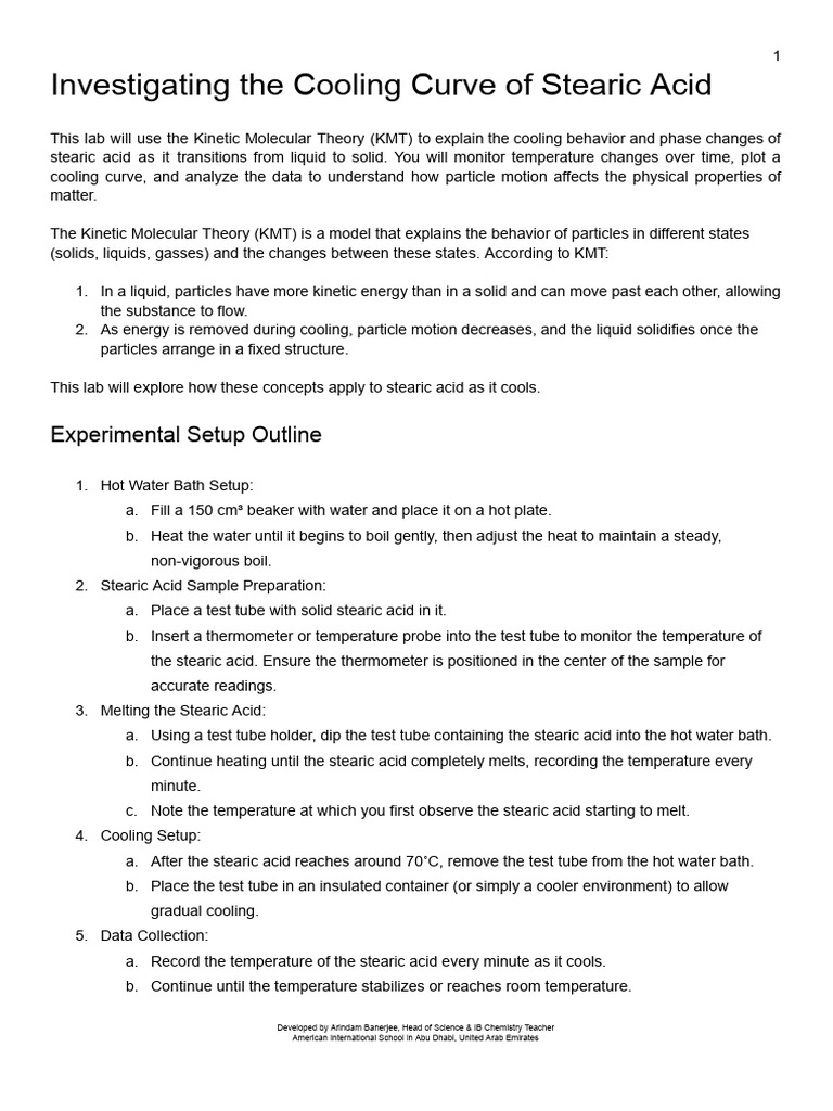 Cooling Curve Analysis of Stearic Acid | PDF | Temperature | Liquids