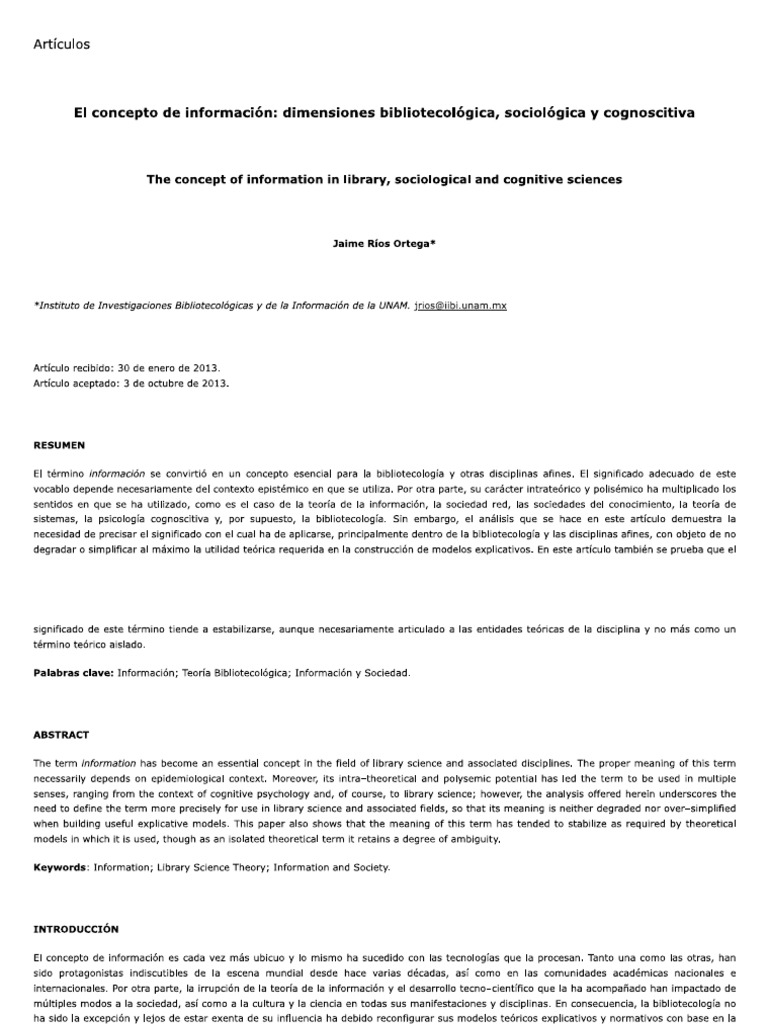 El Concepto de Información | PDF