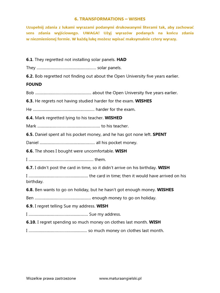 6 Transformacje b2 Wish | PDF