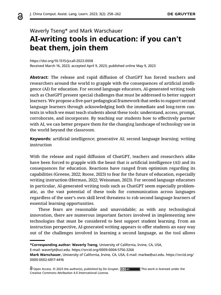 Integrating AI Writing Tools in Education | PDF | Artificial ...
