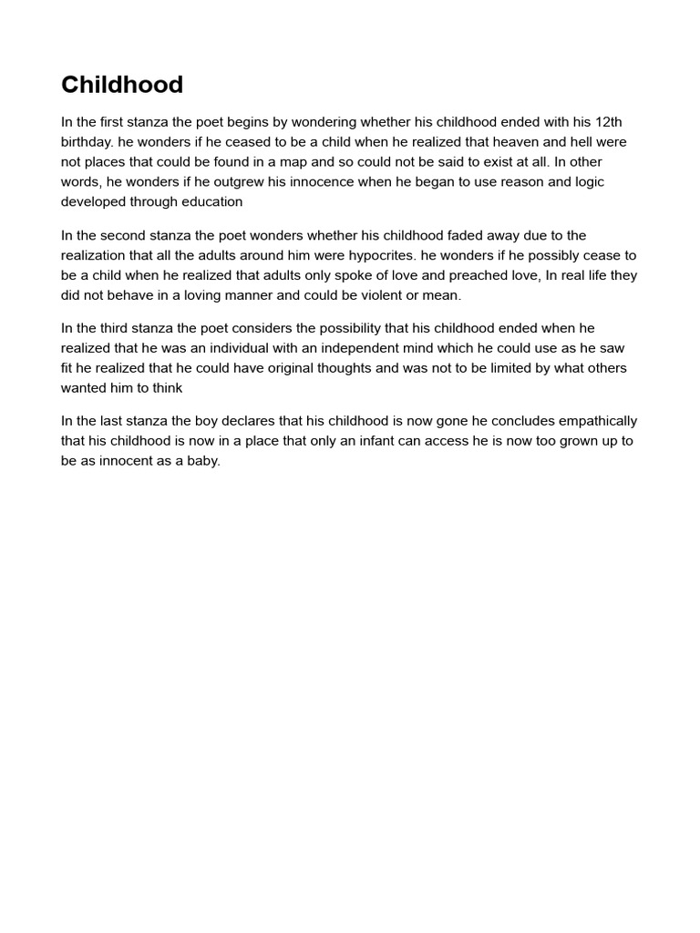 The End of Childhood Reflections | PDF