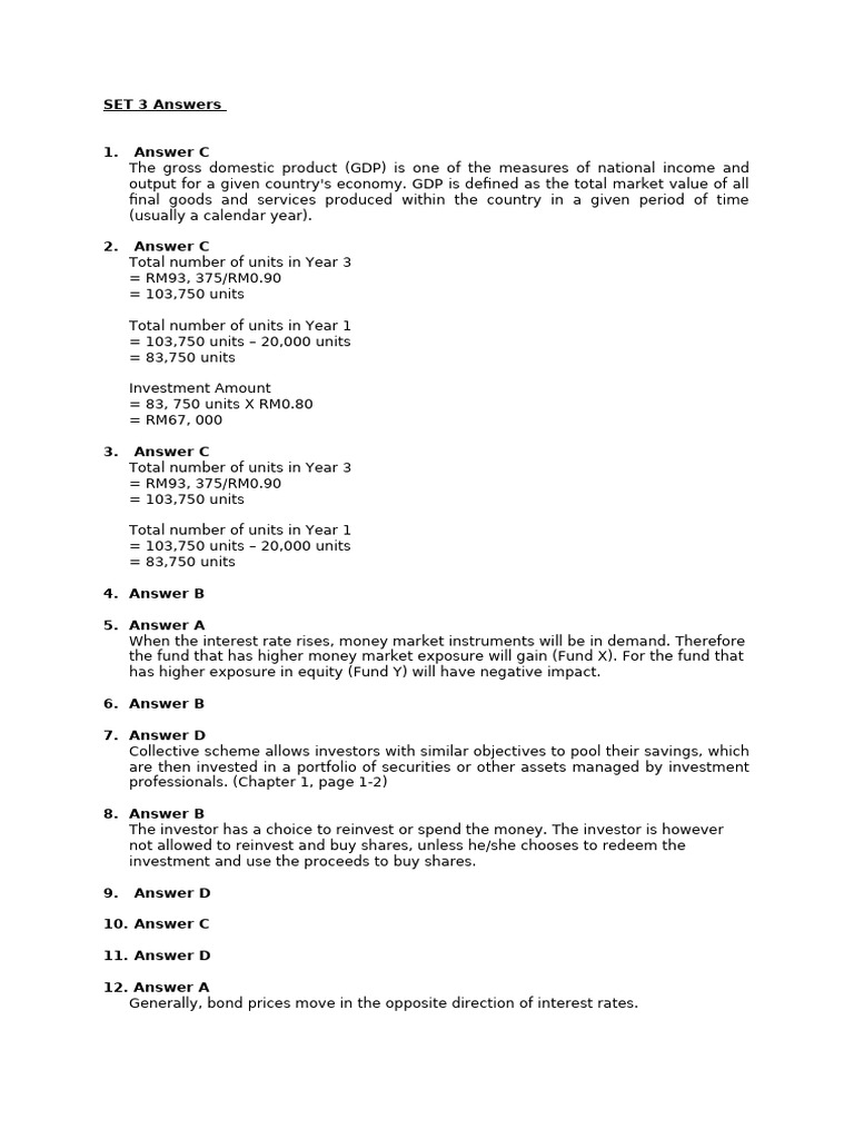 B. CUTE Exam Sample (Answers) Set 3 | PDF | Investing | Economies