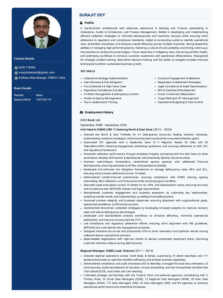 SURAJIT DEY - ATS Resume 2 | PDF | Regulatory Compliance | Banks