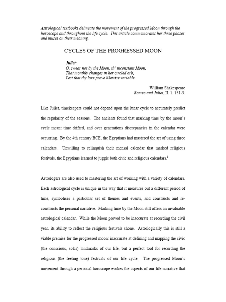 The Progressed Moon Brian Clark | PDF | Moon | Calendar