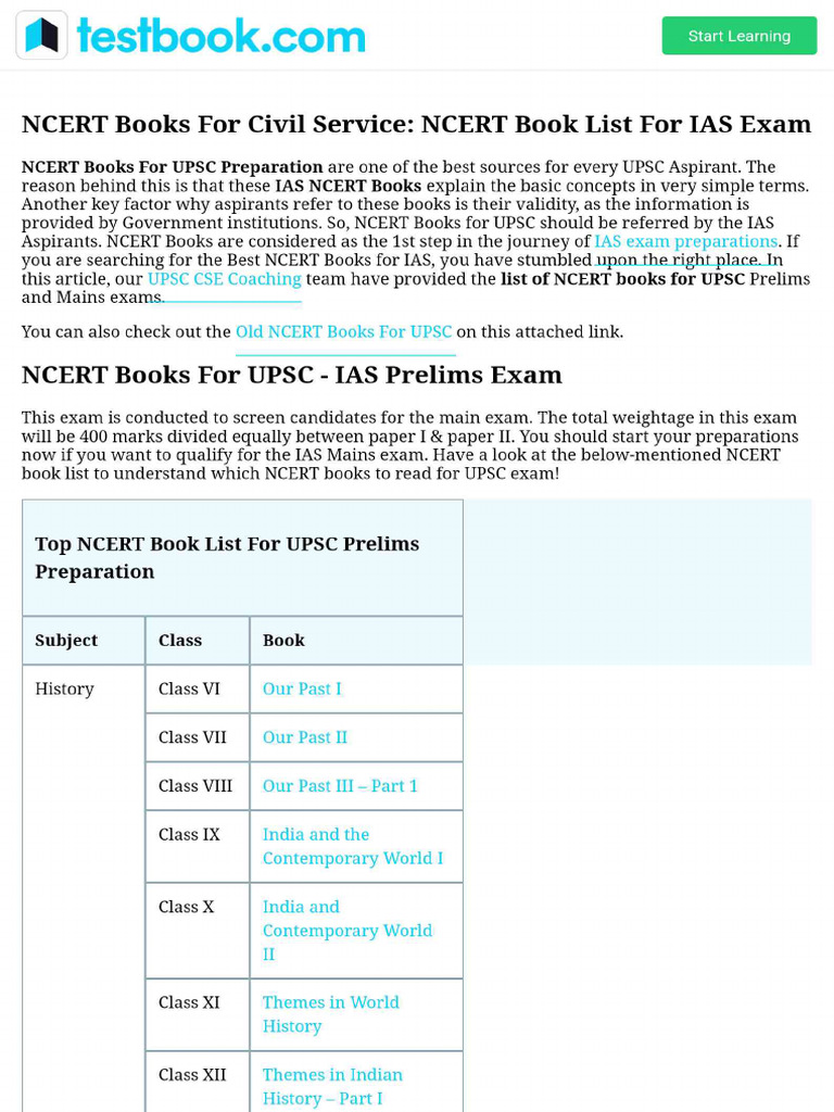 NCERT Books For Civil Service - NCERT Book List For IAS Exam | PDF