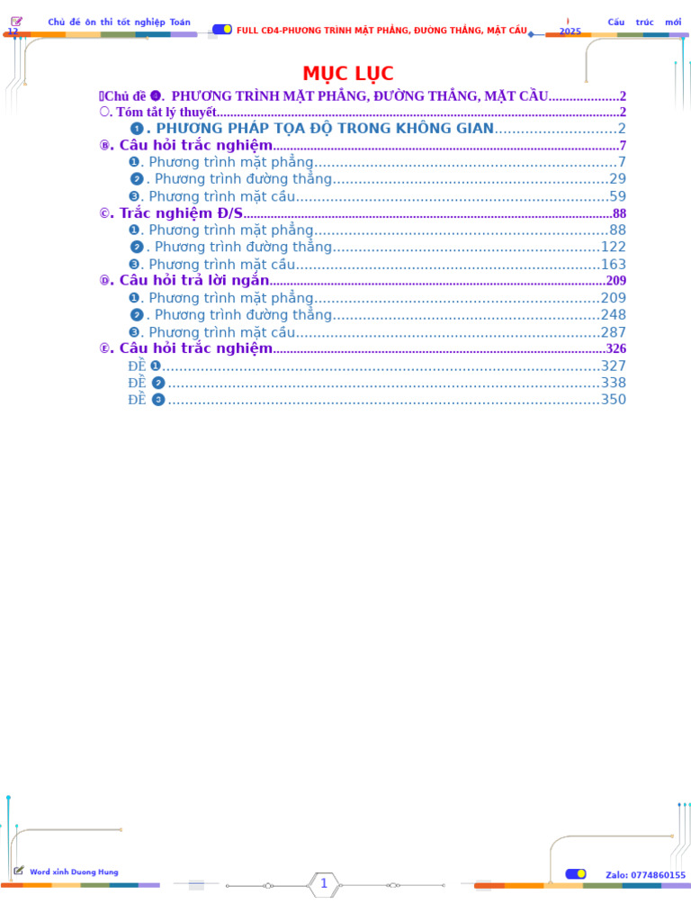 Full Chu de 4 - PT Mat Phang, Duong Thang, Mat Cau | PDF