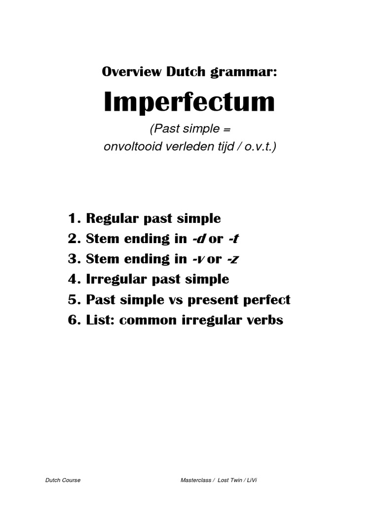 Imperfectum - Overview | PDF