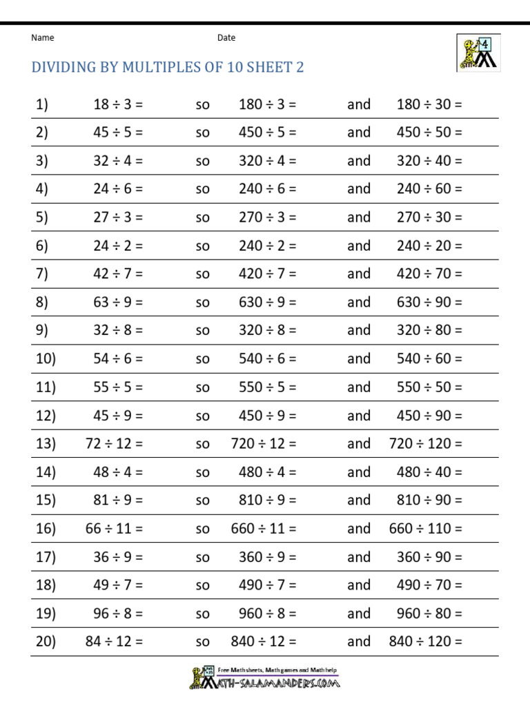 Dividing by Multiples of Ten 2 | PDF