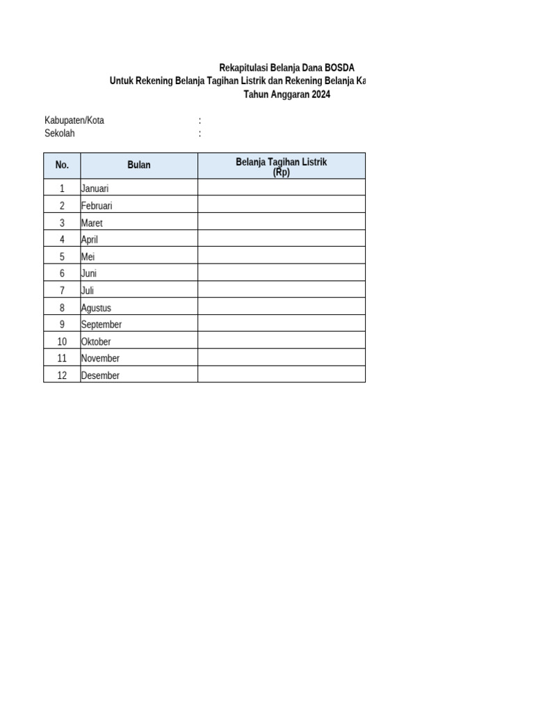 Rekap Belanja BOSDA 2024 Sekolah | PDF