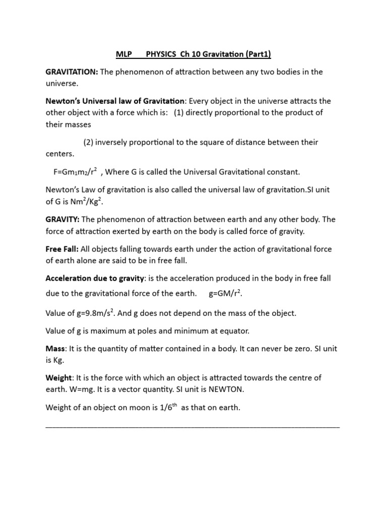 Chapter- 9 (Gravity) | PDF