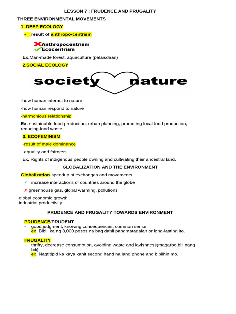LESSON 7 and 8 Reviewer | PDF | Prudence | Natural Environment
