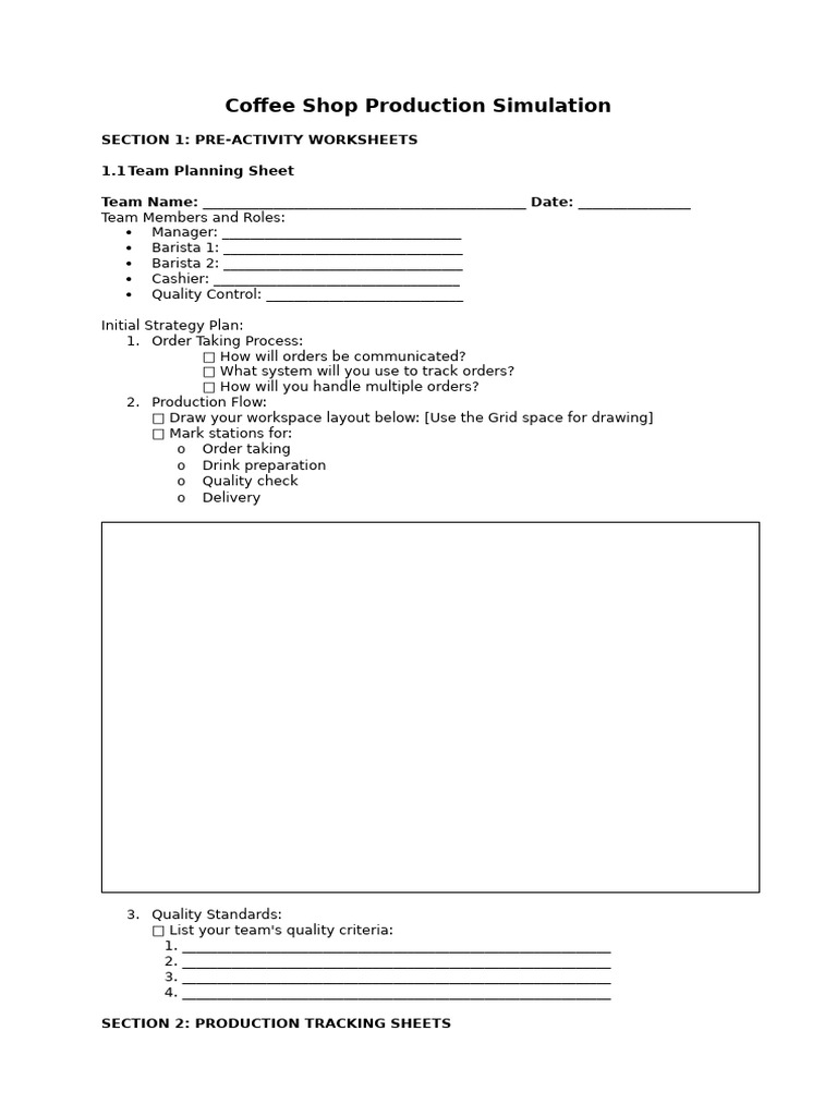 Coffee Shop Production Simulation Guide | PDF | Business