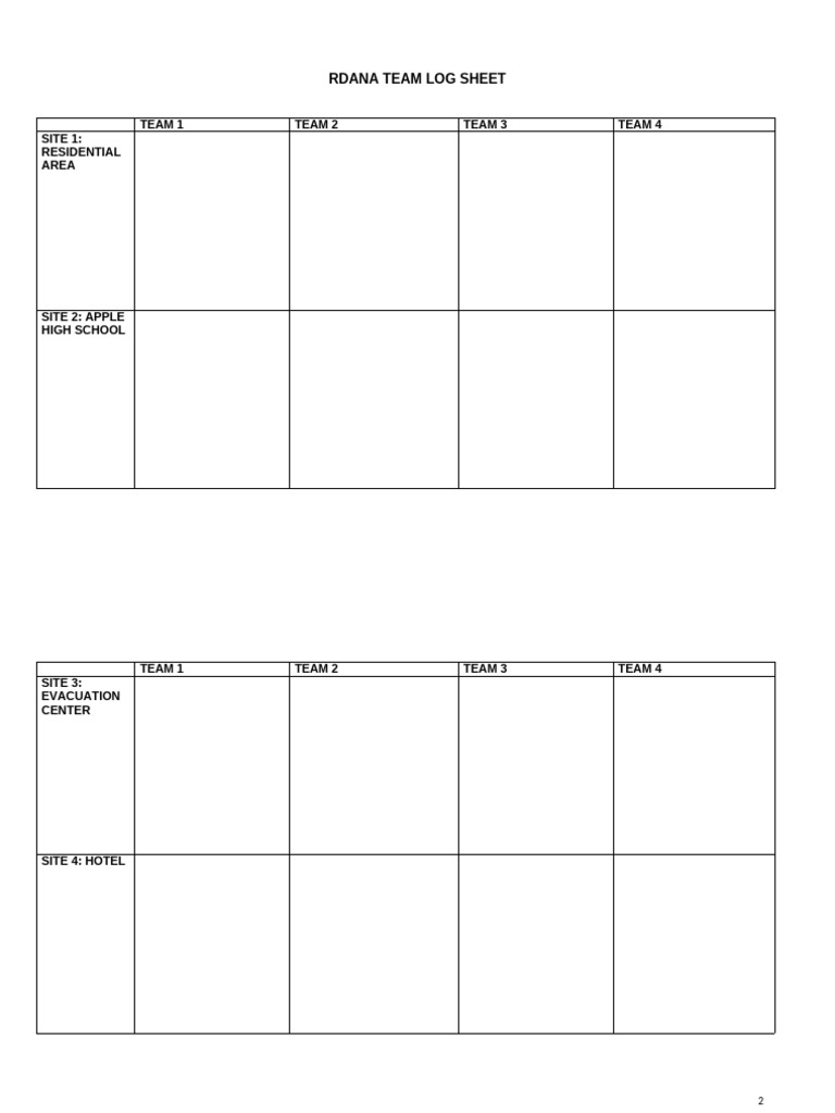 Team Log Sheet | PDF