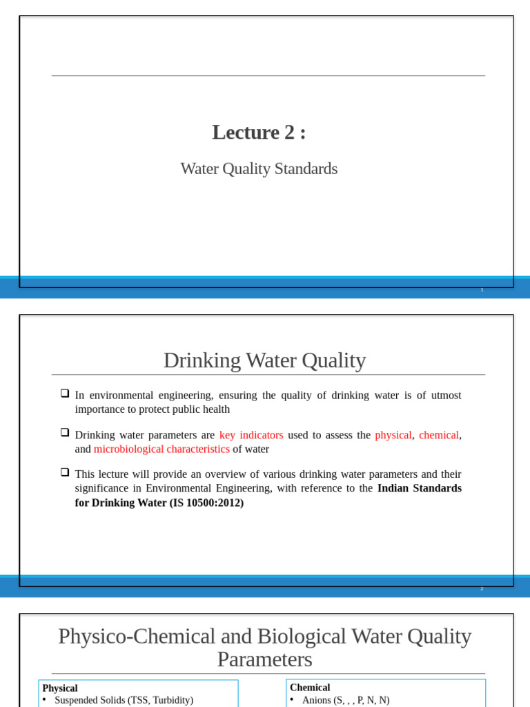 Drinking Water Quality Standards Overview | PDF | Alkalinity | Drinking ...