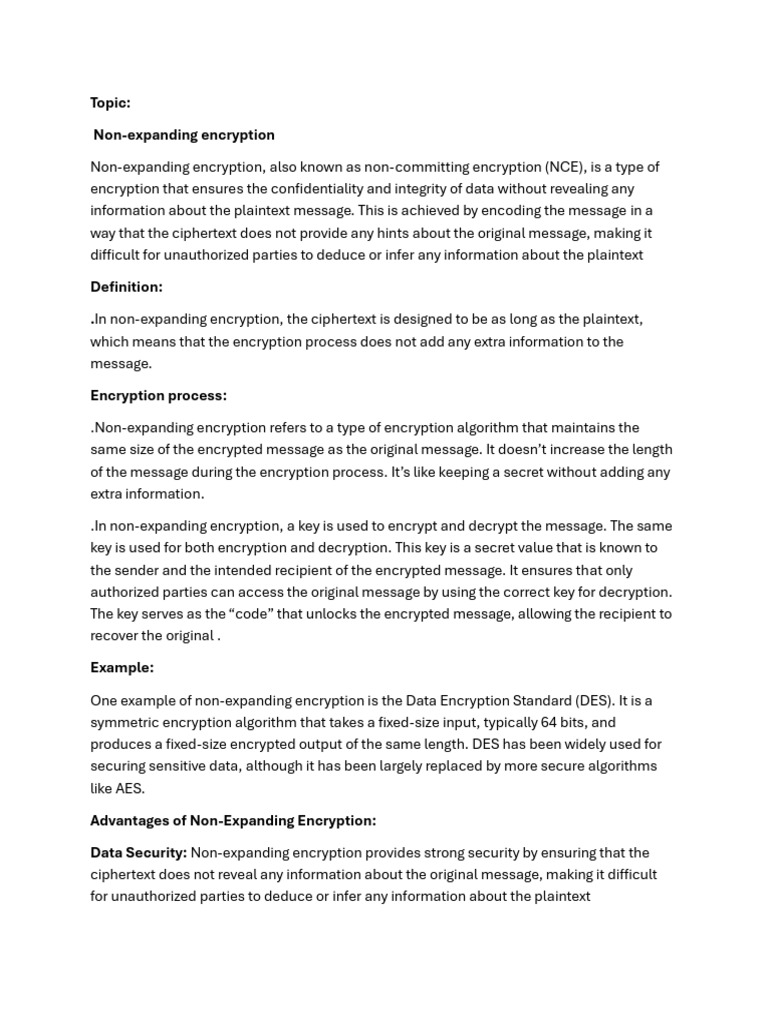 Non Expanding Encryption. | PDF