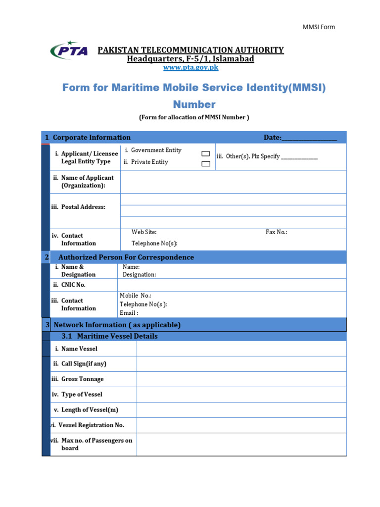 Mmsi Form 030417 | PDF | Information And Communications Technology | Radio