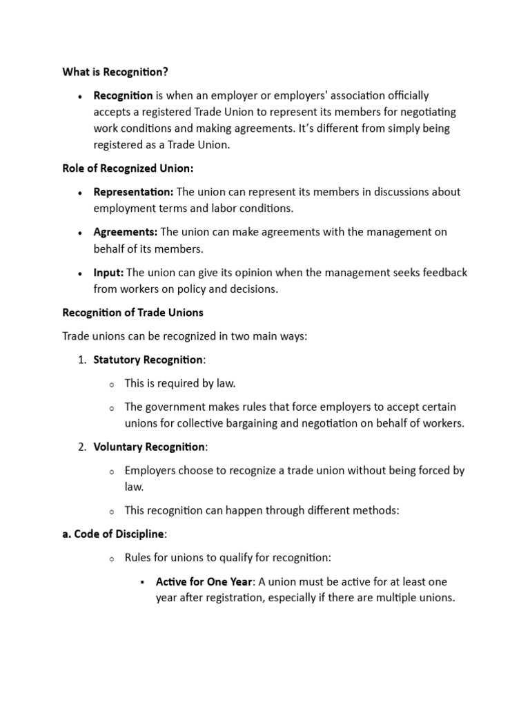Trade Union Recognition Guide | PDF | Trade Union | Employment