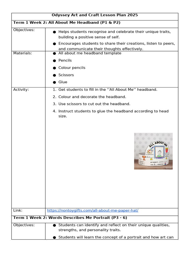 Odyssey Art and Craft Lesson Plan 2025 | PDF