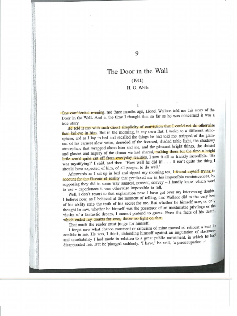 The Door in the Wall. H.G Wells | PDF