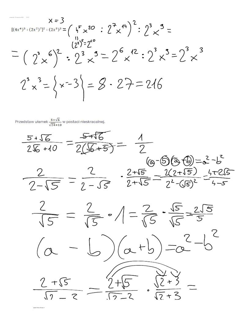 wyrażenia algebraiczne i dowody | PDF
