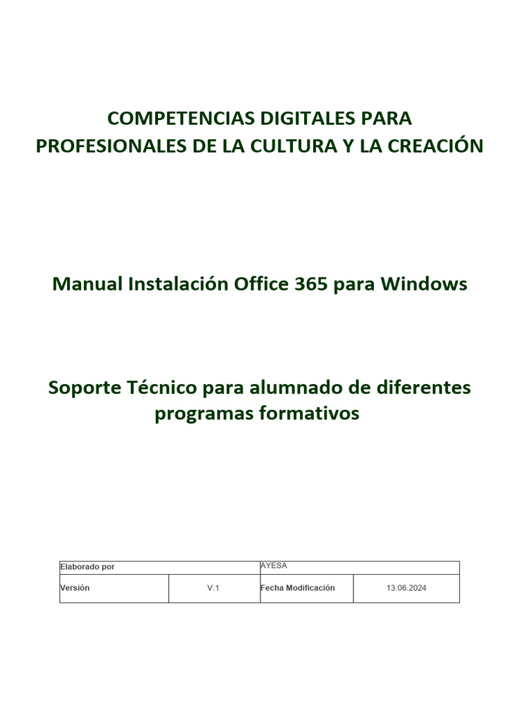 ALUMNO . MANUAL INSTALACION OFFICE 365 para WINDOWS | PDF | Microsoft Office | Plataformas de ...