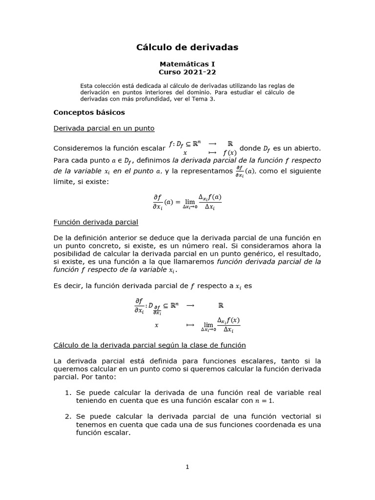 Cálculo de Derivadas Parciales y Reglas | PDF | Función (Matemáticas ...