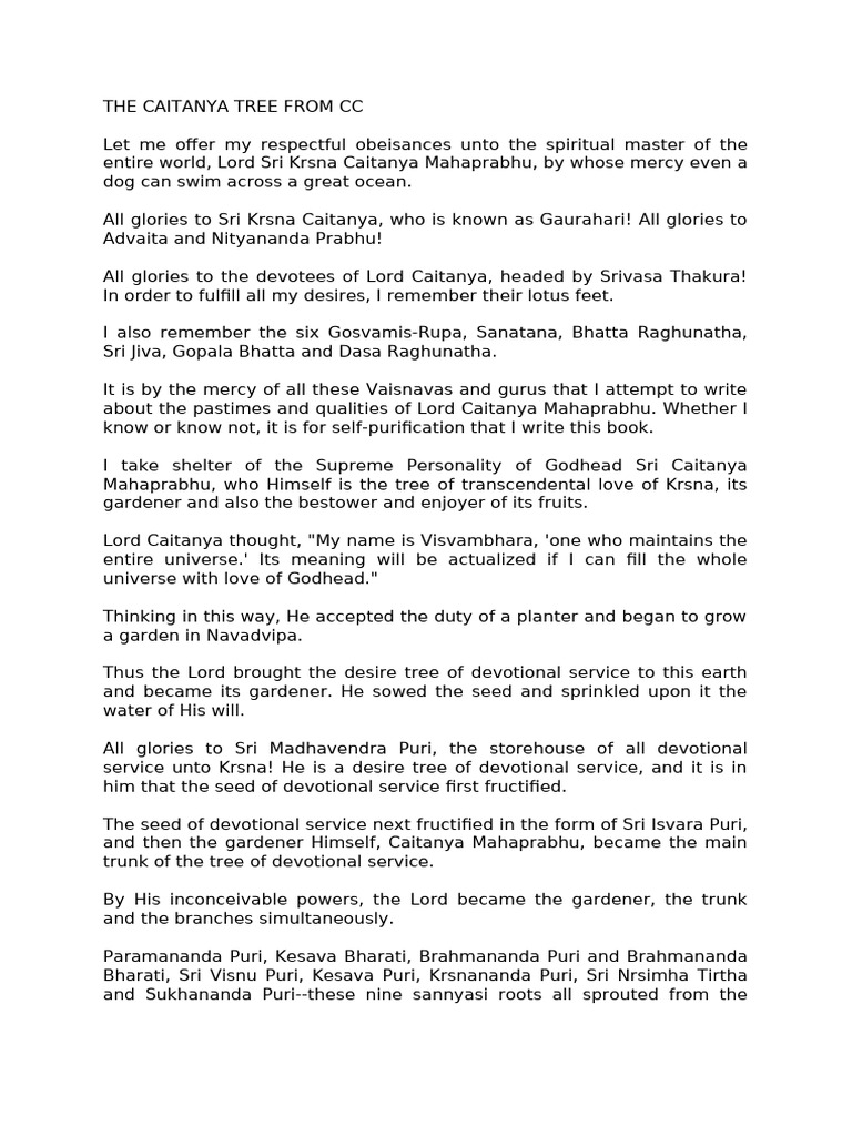 The Caitanya Tree of Devotional Service | PDF | Indian Religions ...