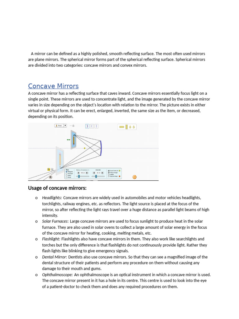 Mirrors and Their Uses | PDF | Mirror | Electromagnetic Spectrum