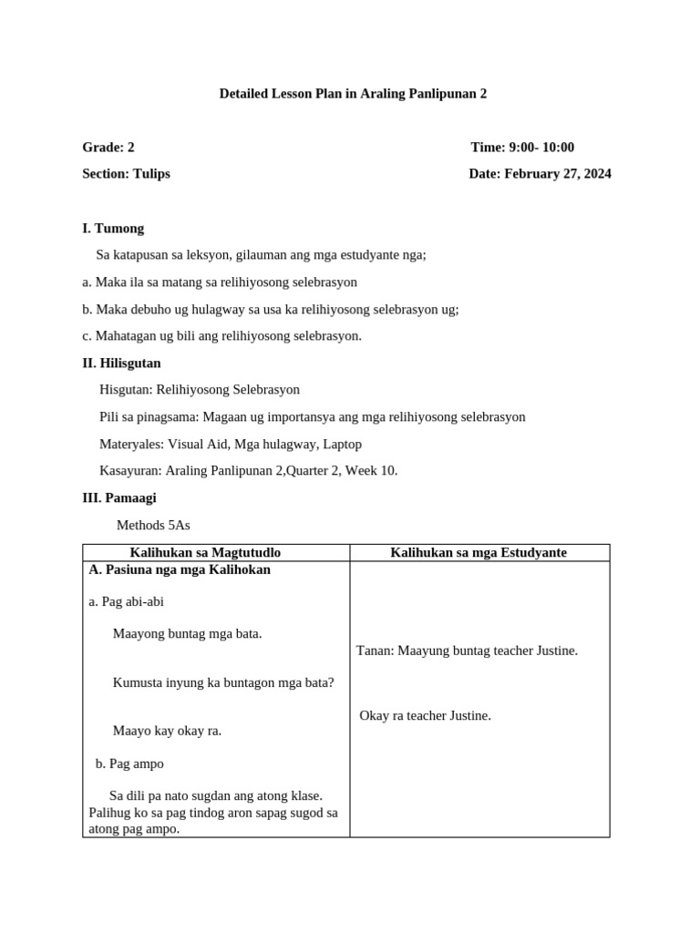 Detailed Lesson Plan in Araling Panlipunan.. | PDF