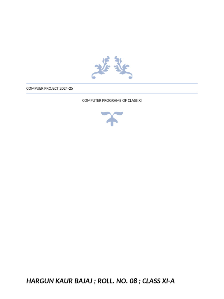 COMPUTER PROJECT 1-1 | PDF