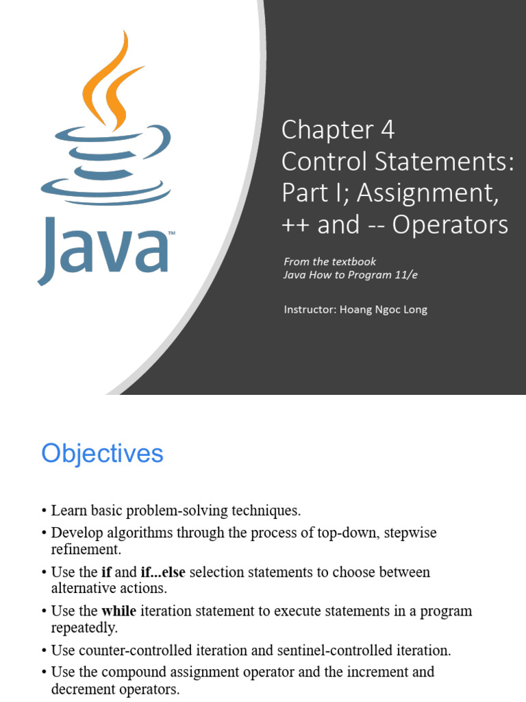 Lecture 01 - Control Statements (Part I) Assignment, ++ and - Operators | PDF | Boolean Data ...