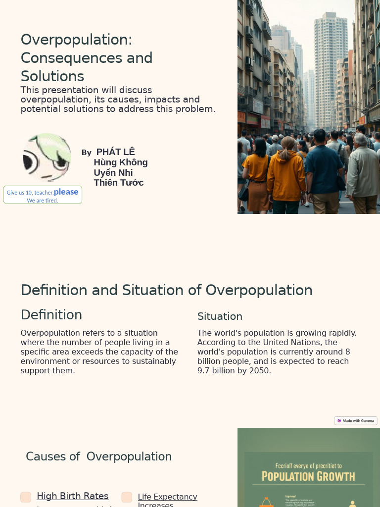 Overpopulation Consequences and Solutions - pptx2 | PDF | Human Overpopulation | Sustainability