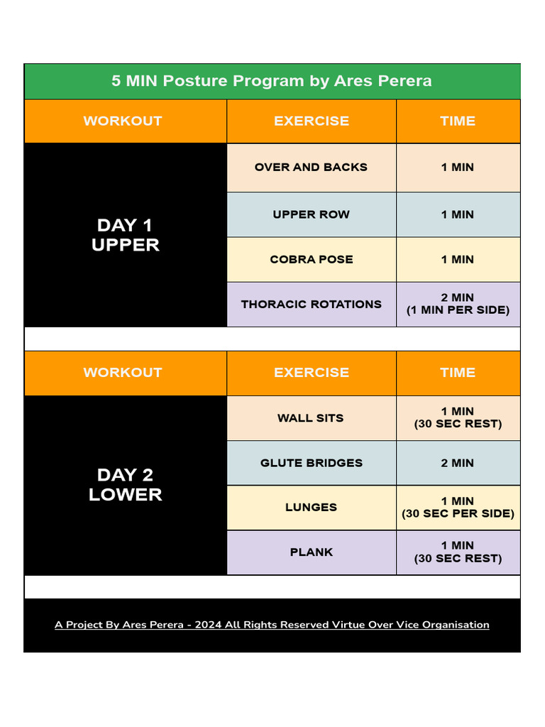 Free 5 MIN Posture Program by Ares Perera | PDF