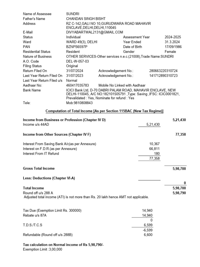Final Computation | PDF | Tax Refund | Revenue