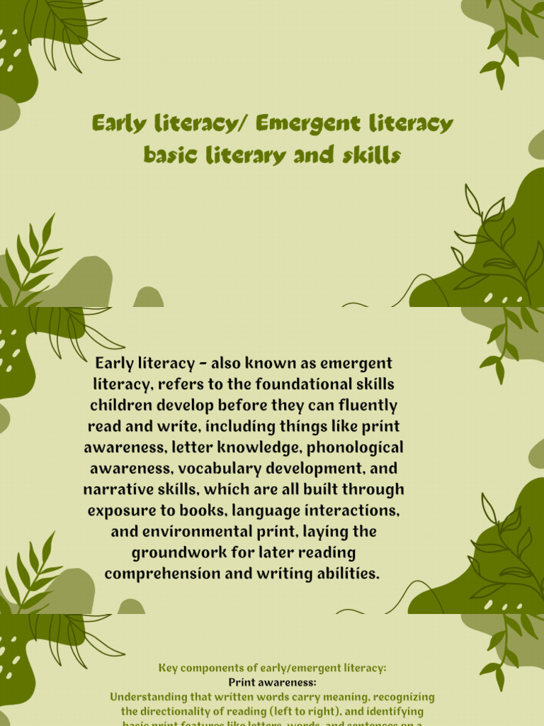 Early Literacy Emergent Literacy Basic Literary and Skills | PDF